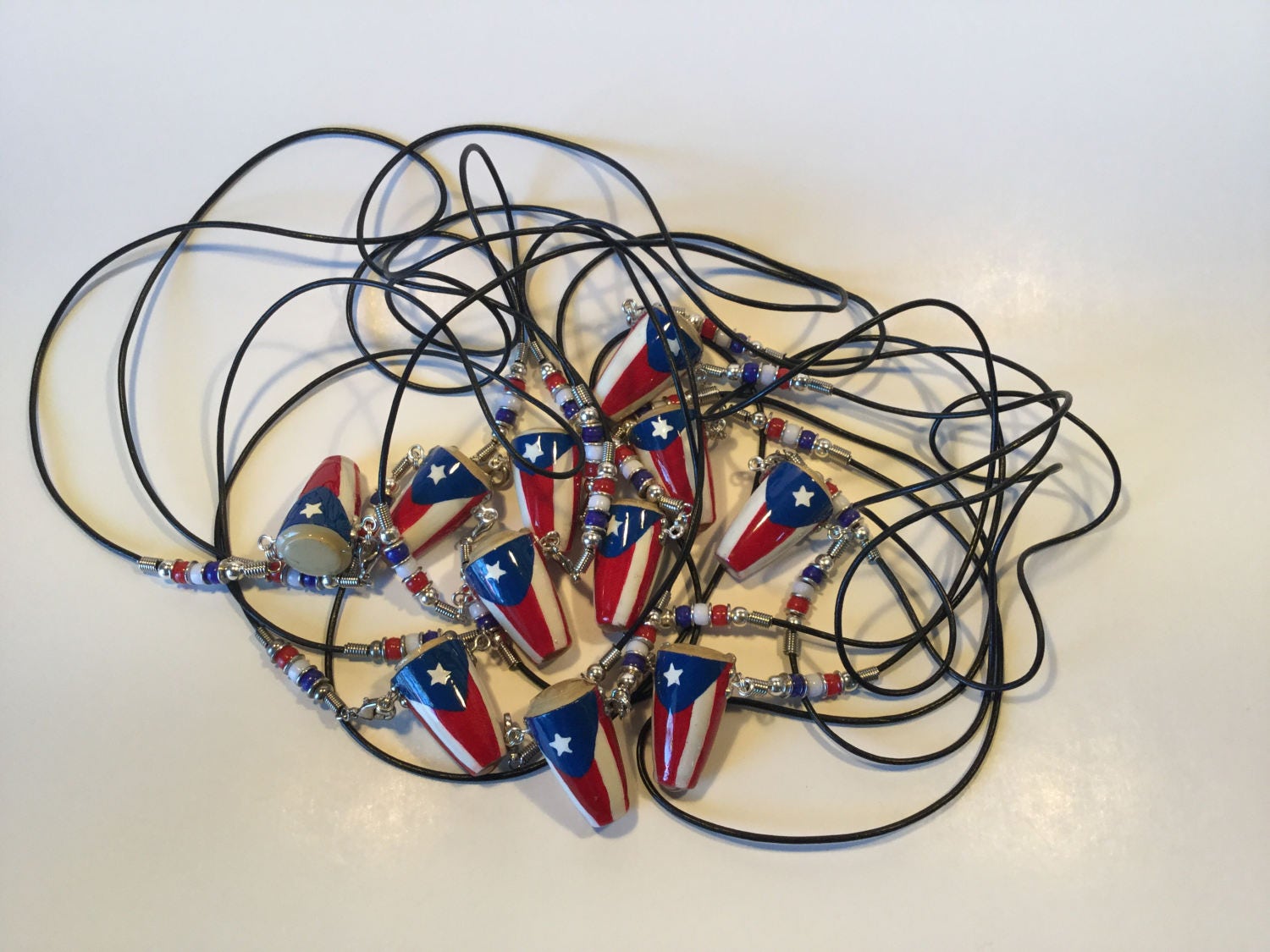 Conga Necklace Puerto Rico Flag. - Etsy