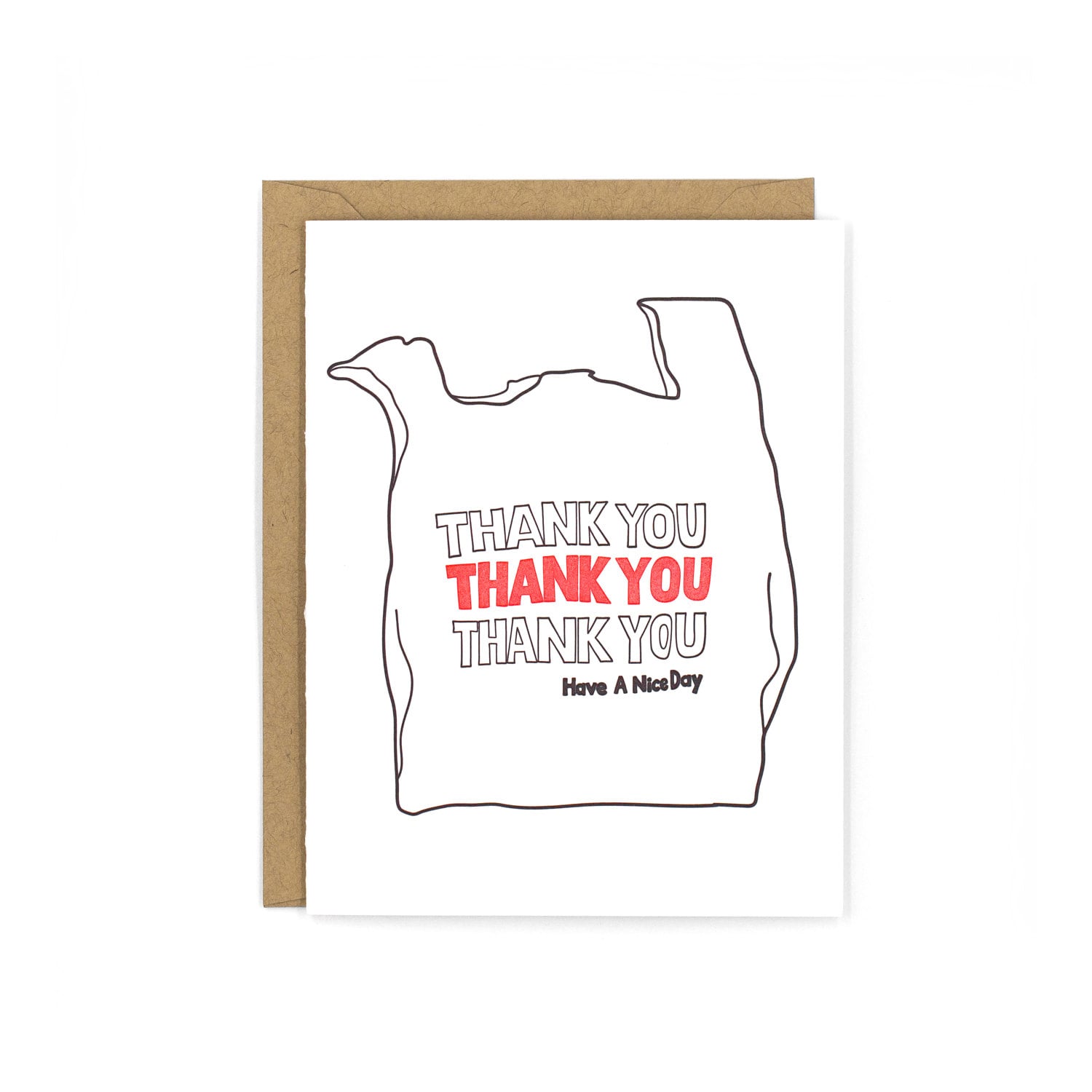 Thank You Bag Letterpress Card - Etsy