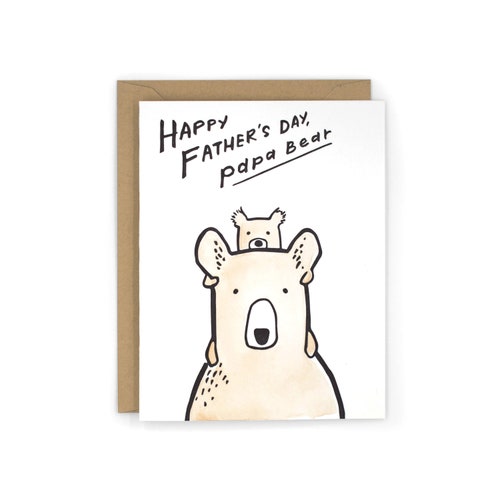 Papa Bear Father's Day Letterpress Card Hand - Etsy