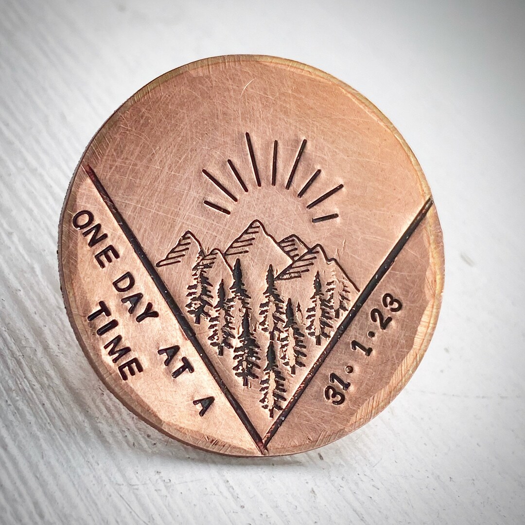 Personalised Sobriety Token, Chip Gift. Custom Hand Stamped. One Day at ...