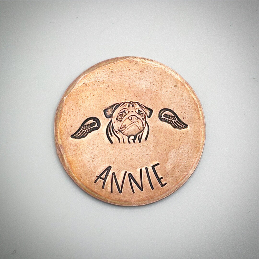 Personalised Pug Dog Pet Memorial Pocket Token. Remembrance Loss Gift ...