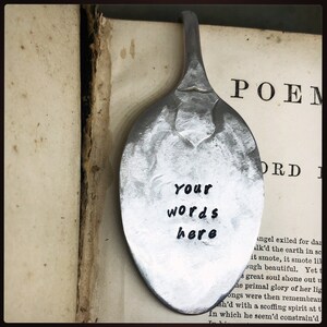 Personalised Custom Bookmark. Vintage Recycled Hand Stamped Teaspoon ...