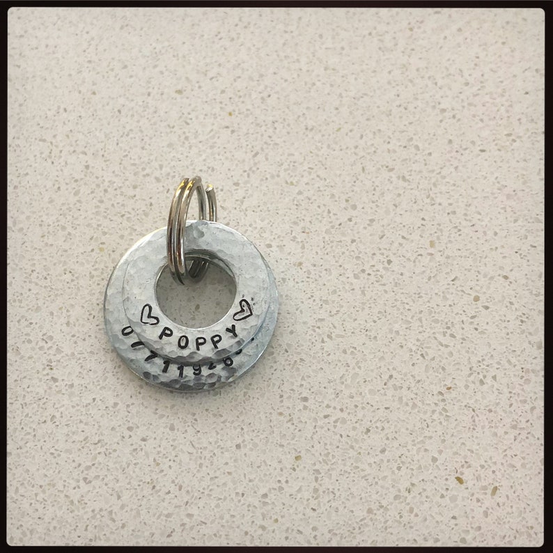 Pet ID tag. Personalised dog cat name and phone number tag. | Etsy