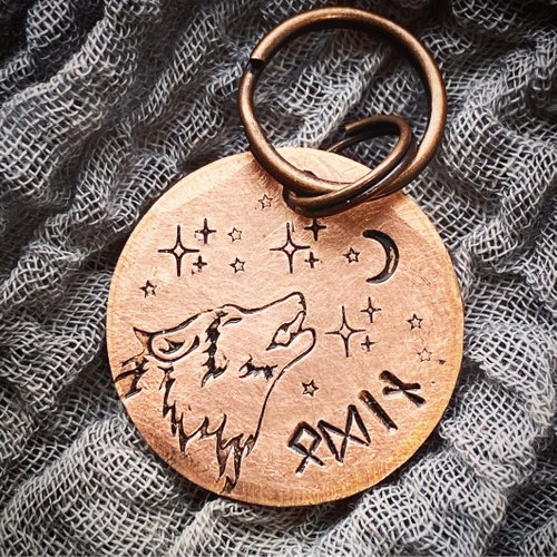 Custom Wolf Head Dog Tag Hand Stamped Pet ID Personalized - Etsy