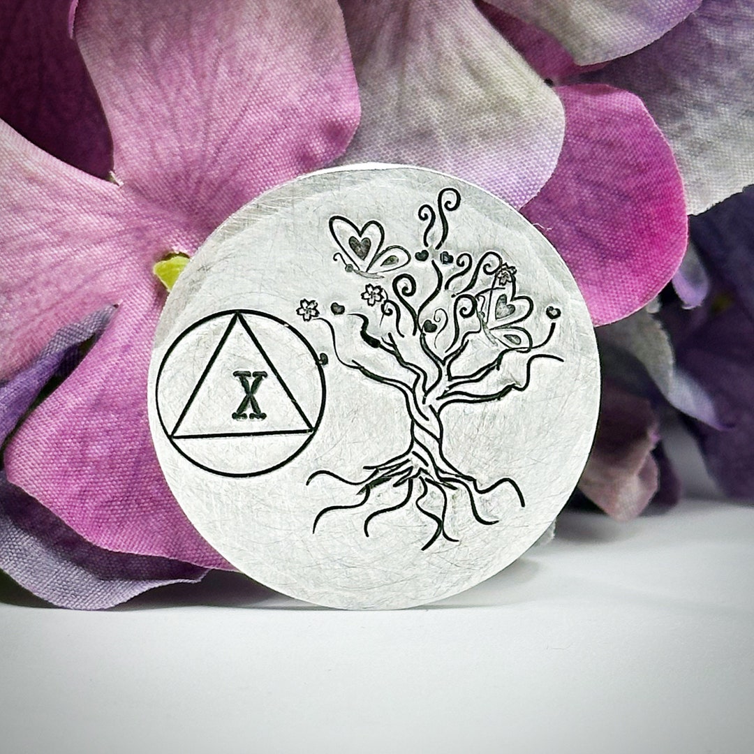 Personalised Tree of Life Sober Sobriety Recovery Token Chip Coin ...
