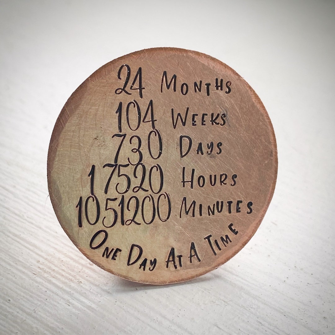 2 Year Sobriety Recovery Token, Chip Gift. One Day at A Time ...