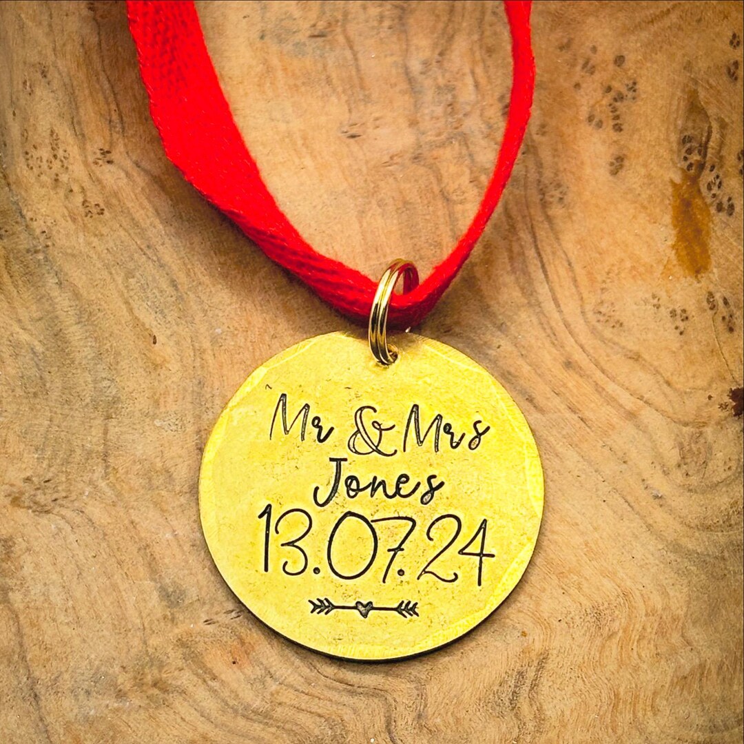 PERSONALISED Mr & Mrs Hand Stamped Tree Bauble Ornament Decoration ...
