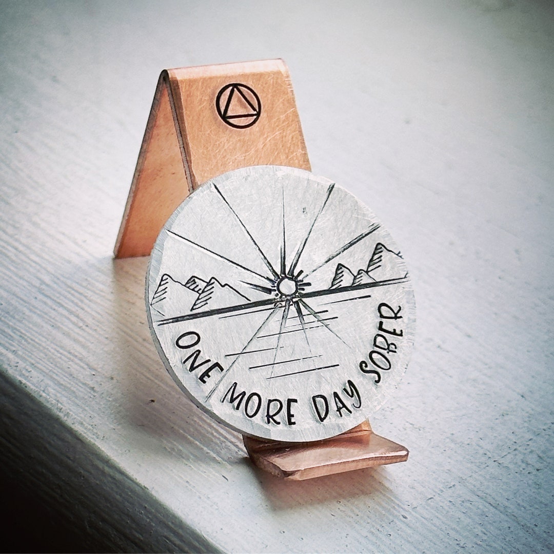 Copper Coin Display Stand Holder Hand Crafted Sobriety Eating Disorder ...