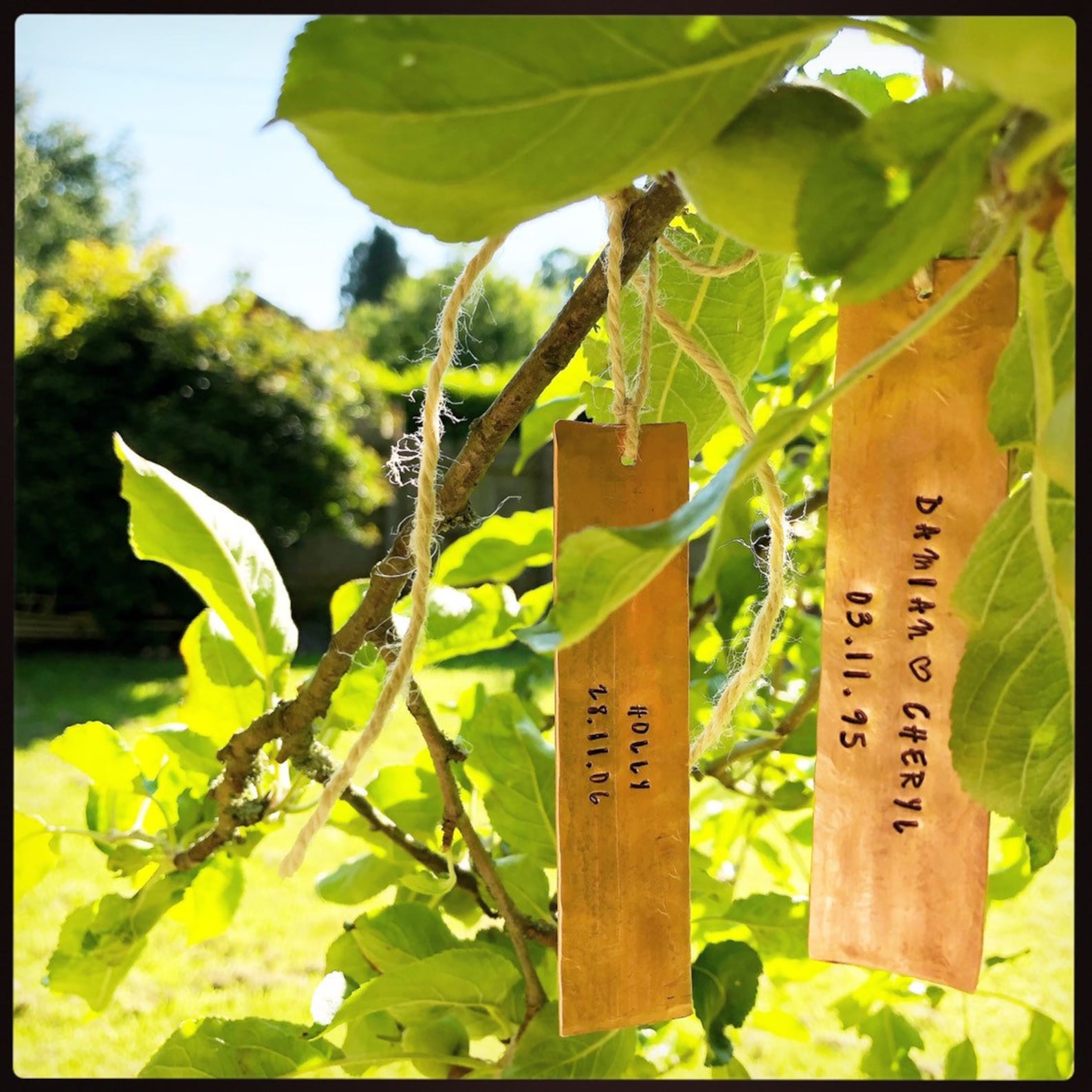 Personalised Hand Stamped Tree Hanging Charm. Wedding Anniversary Gift ...