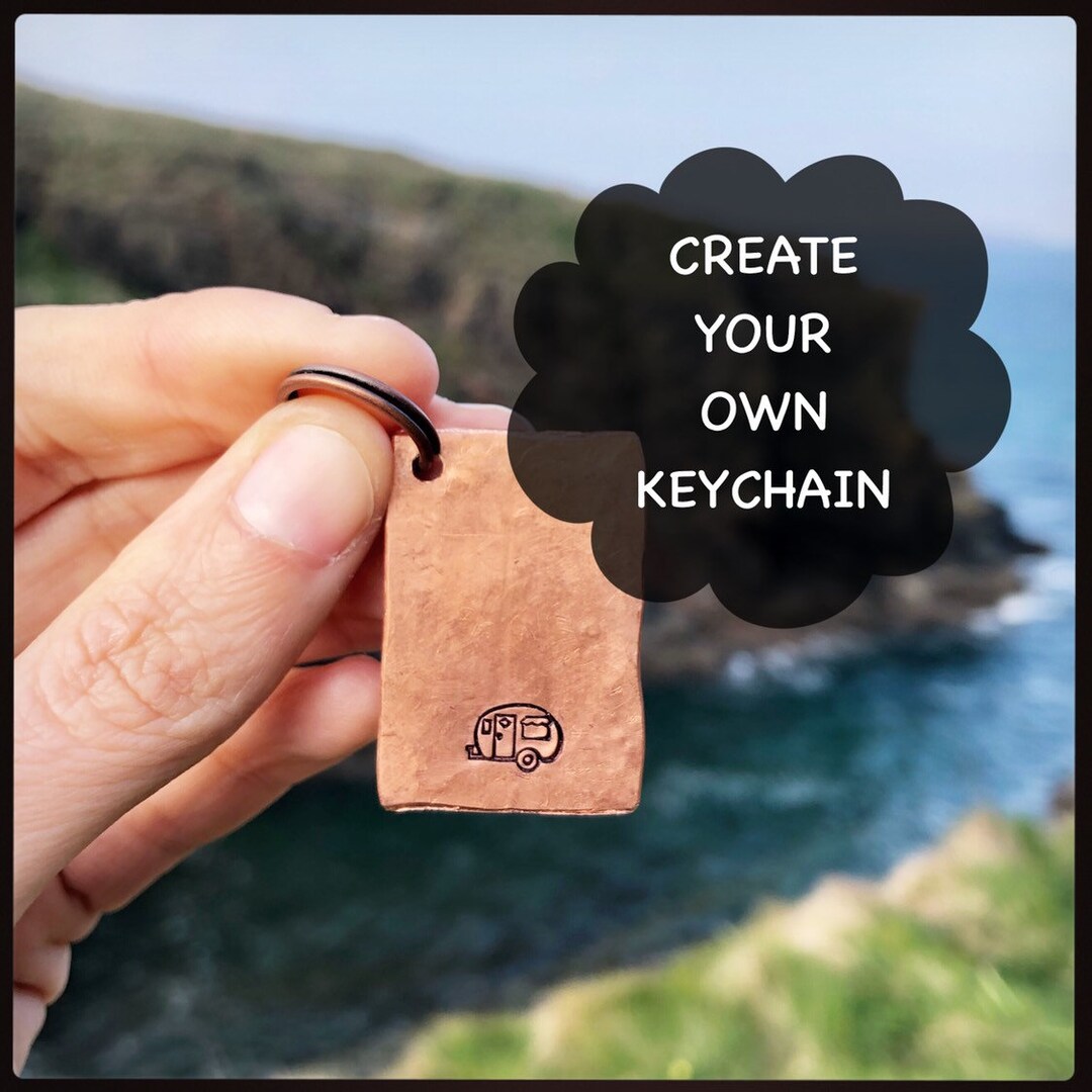 CREATE YOUR OWN Caravan Keys. Hand Stamped Gift. Keychain. Copper Key ...