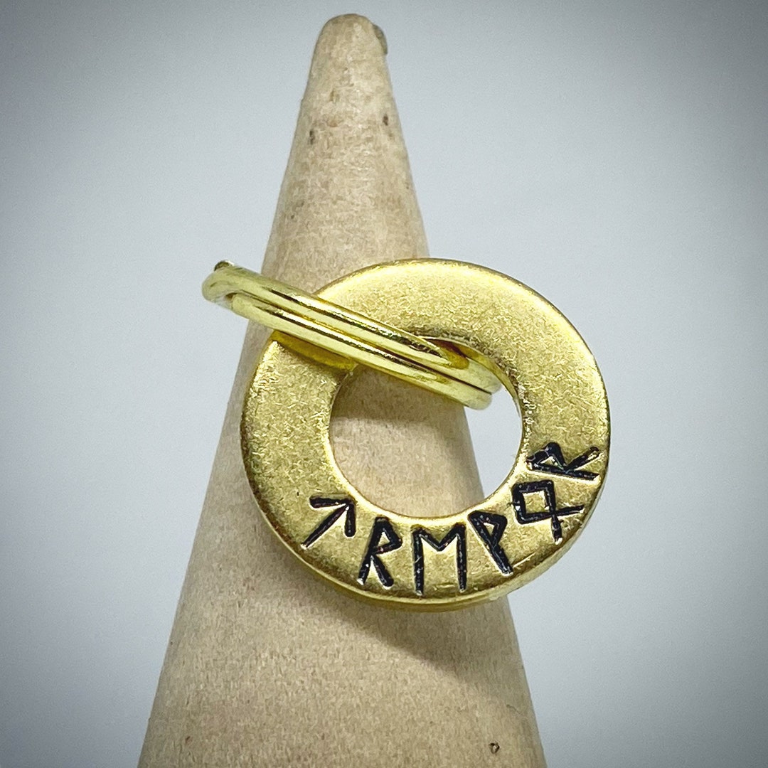 Viking Runes Unique Brass Pet ID Tag. Personalised Name, Number, Cat ...