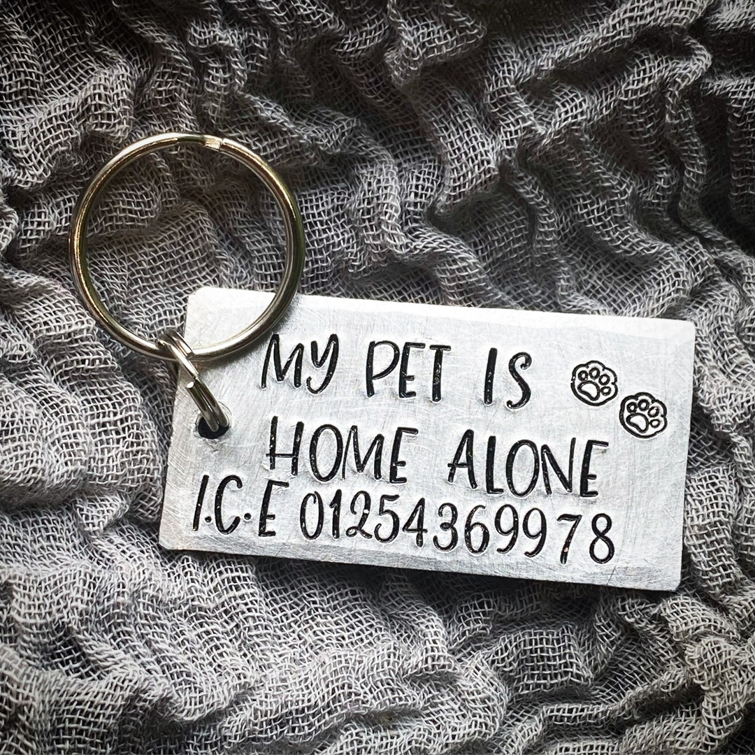 My Pet is Home Alone. Keychain Car Keys ICE Phone Contact Number. Pet ...