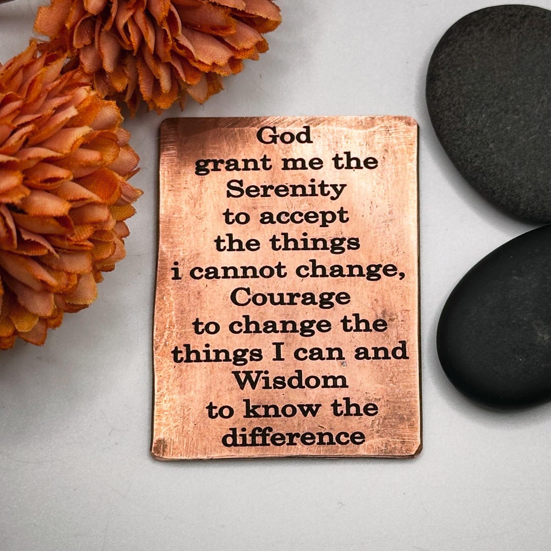 The Serenity Prayer Aged Copper Engraved Sobriety Addiction Recovery ...