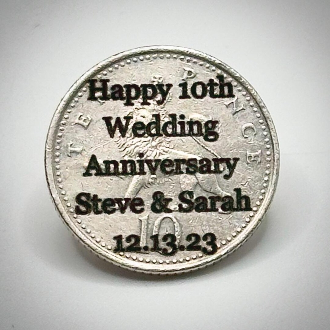 Personalised Unique 10th Wedding Anniversary LUCKY PENNY Coin Keepsake ...