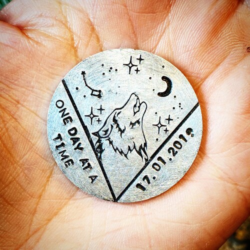 PERSONALISED One Day at A Time. Recovery Sobriety Token Charms | Etsy