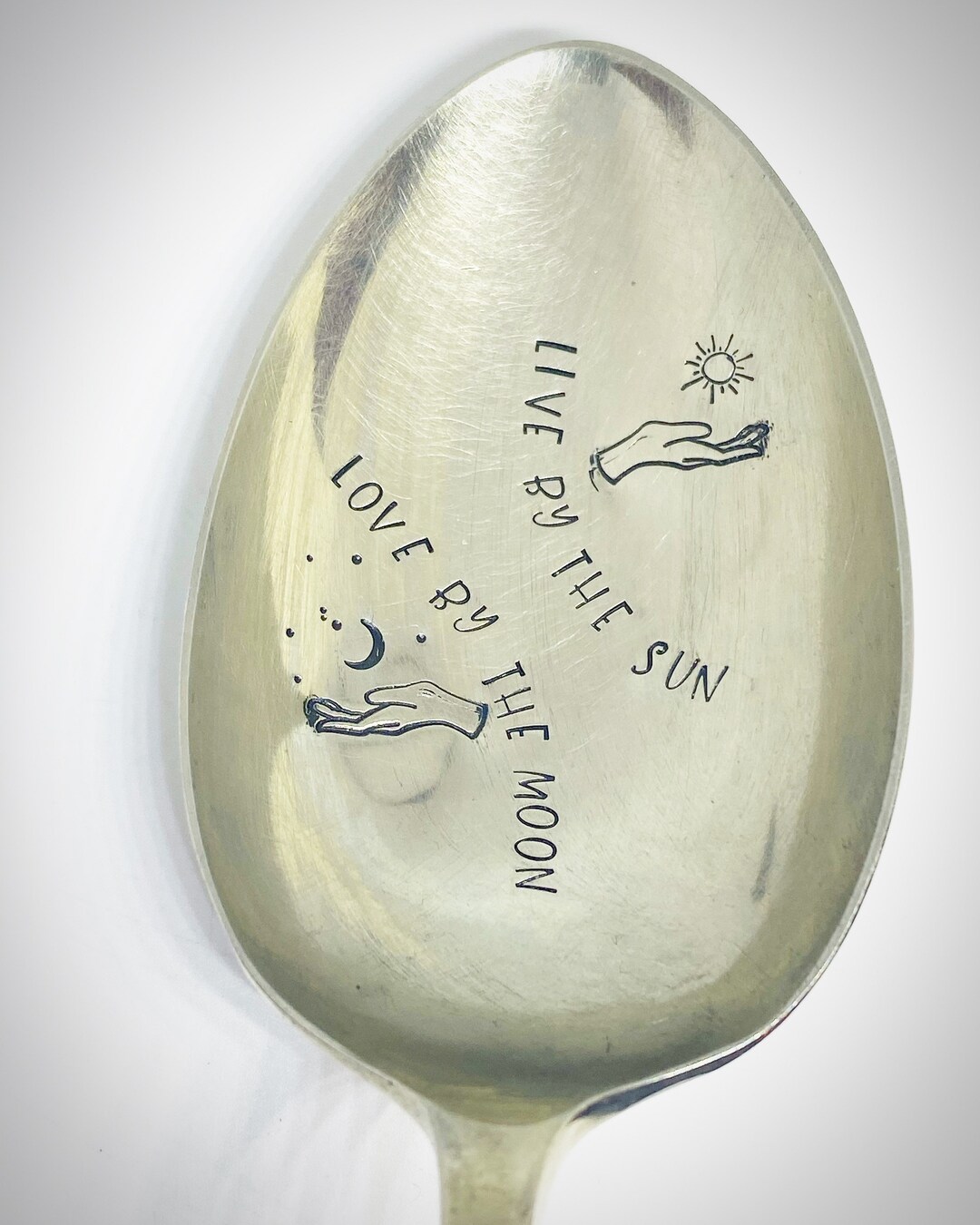 Live by the Sun, Love by the Moon. Vintage Large Spoon Hand Stamped ...
