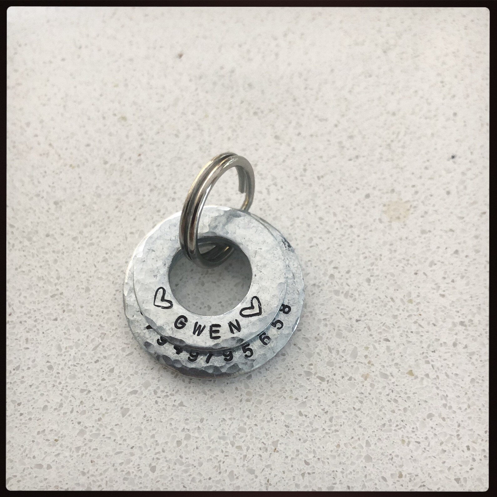 Pet ID tag. Personalised dog cat name and phone number tag. | Etsy