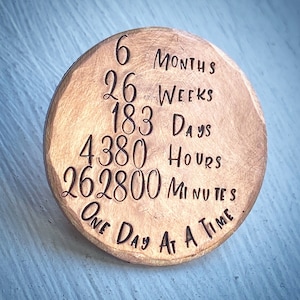 6 Months Sobriety Recovery Token, Chip Gift. One Day at A Time ...