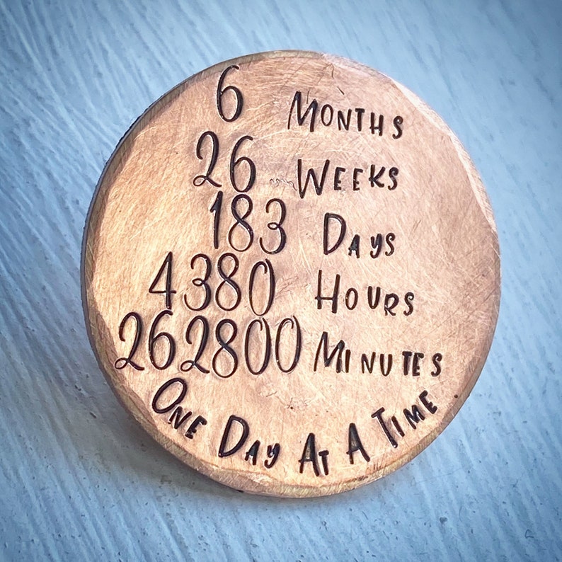 6 Months Sobriety Recovery Token Chip Gift. One Day at A - Etsy