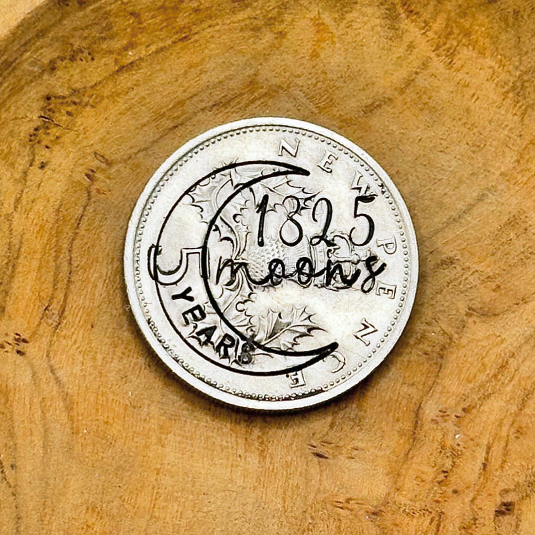 Unique 5 Years 5th Wedding Anniversary Coin Hand Stamped Old Large ...