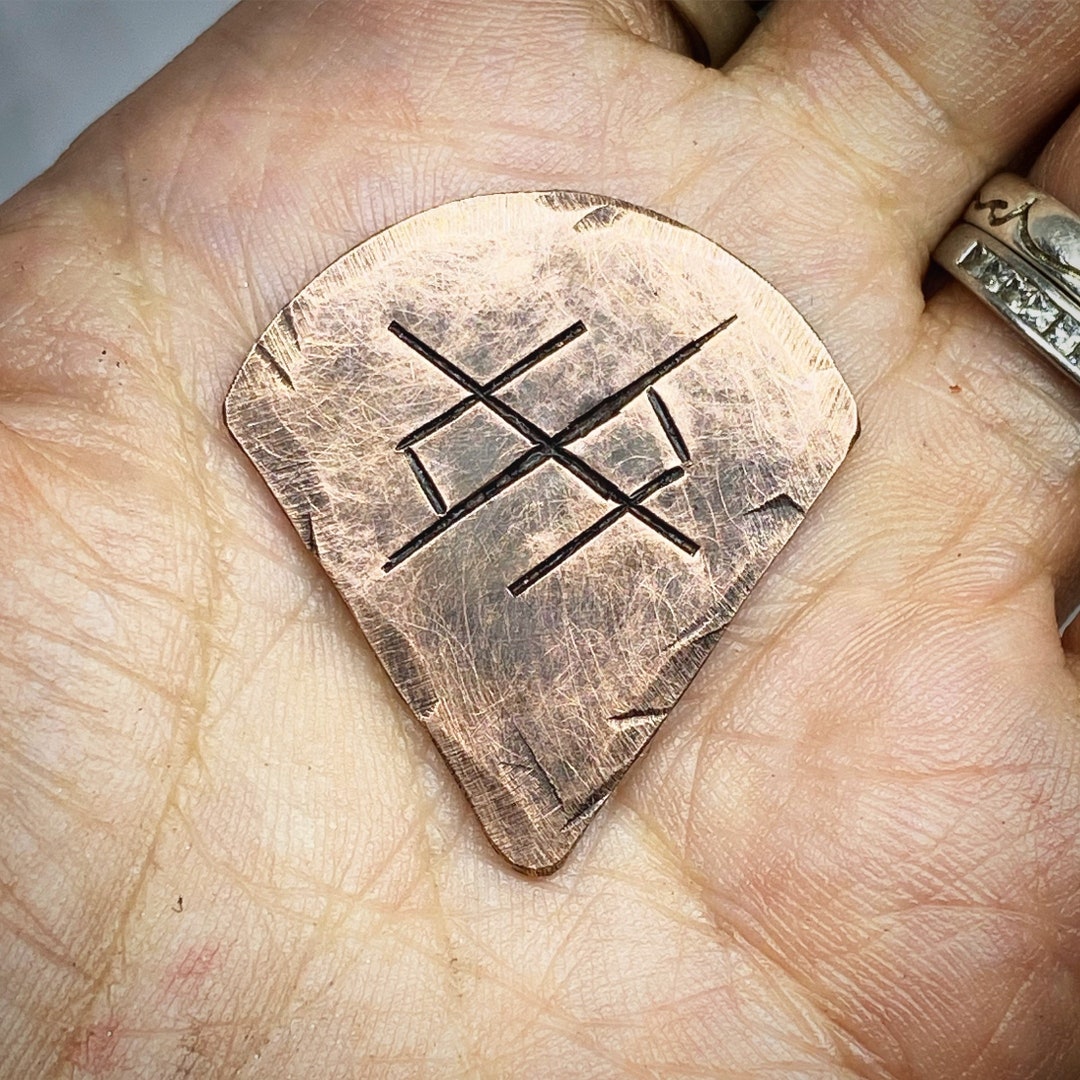 ETERNAL LOVE Bind-rune Viking Hand Stamped Plectrum Guitar Pick. Bronze ...