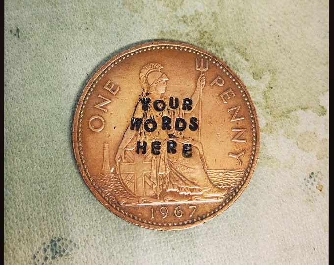 Personalised Vintage Old One Penny. Custom Hand Stamped Coin - Etsy