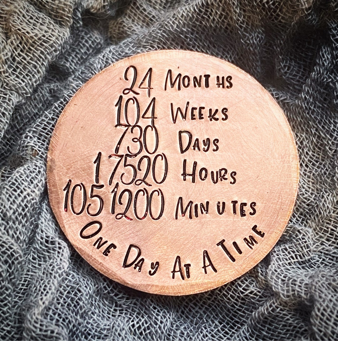 2 Year Sobriety Recovery Token Chip Gift. One Day at A Time. - Etsy
