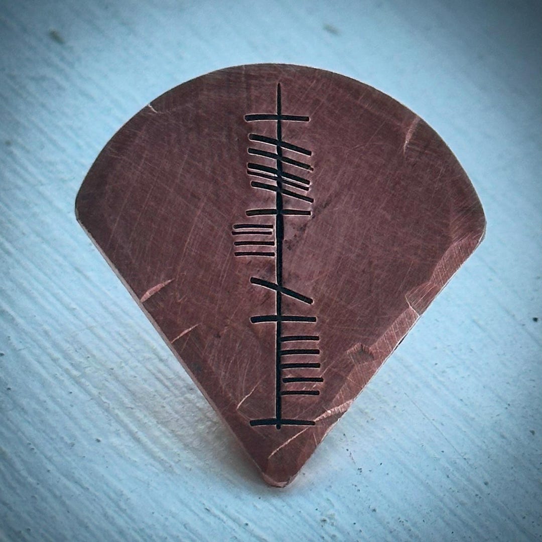 PERSONALISED Ogham Name or Word Hand Stamped Plectrum Guitar Pick ...