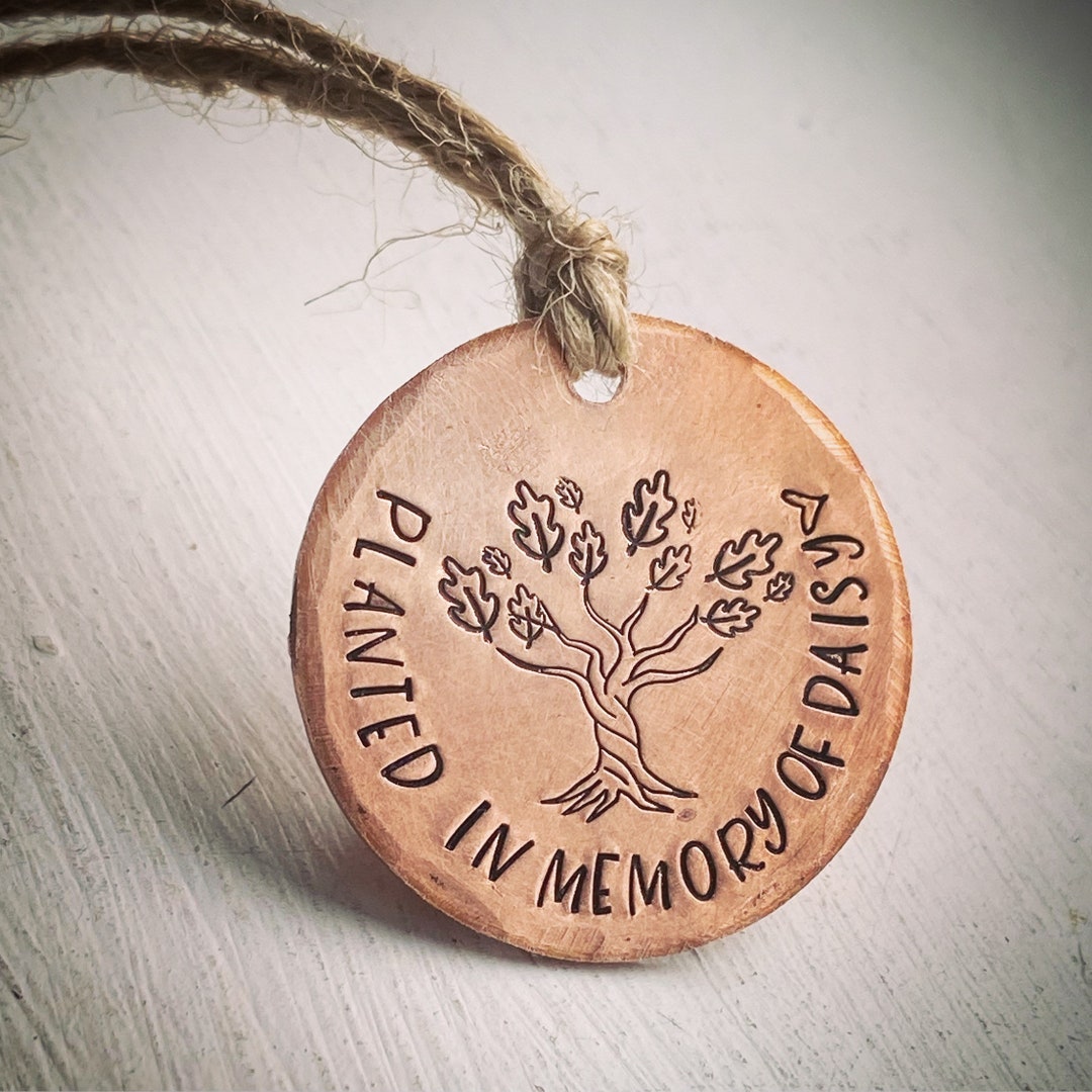Planted in Memory Of... Personalised Hand Stamped Tree Hanging Charm ...