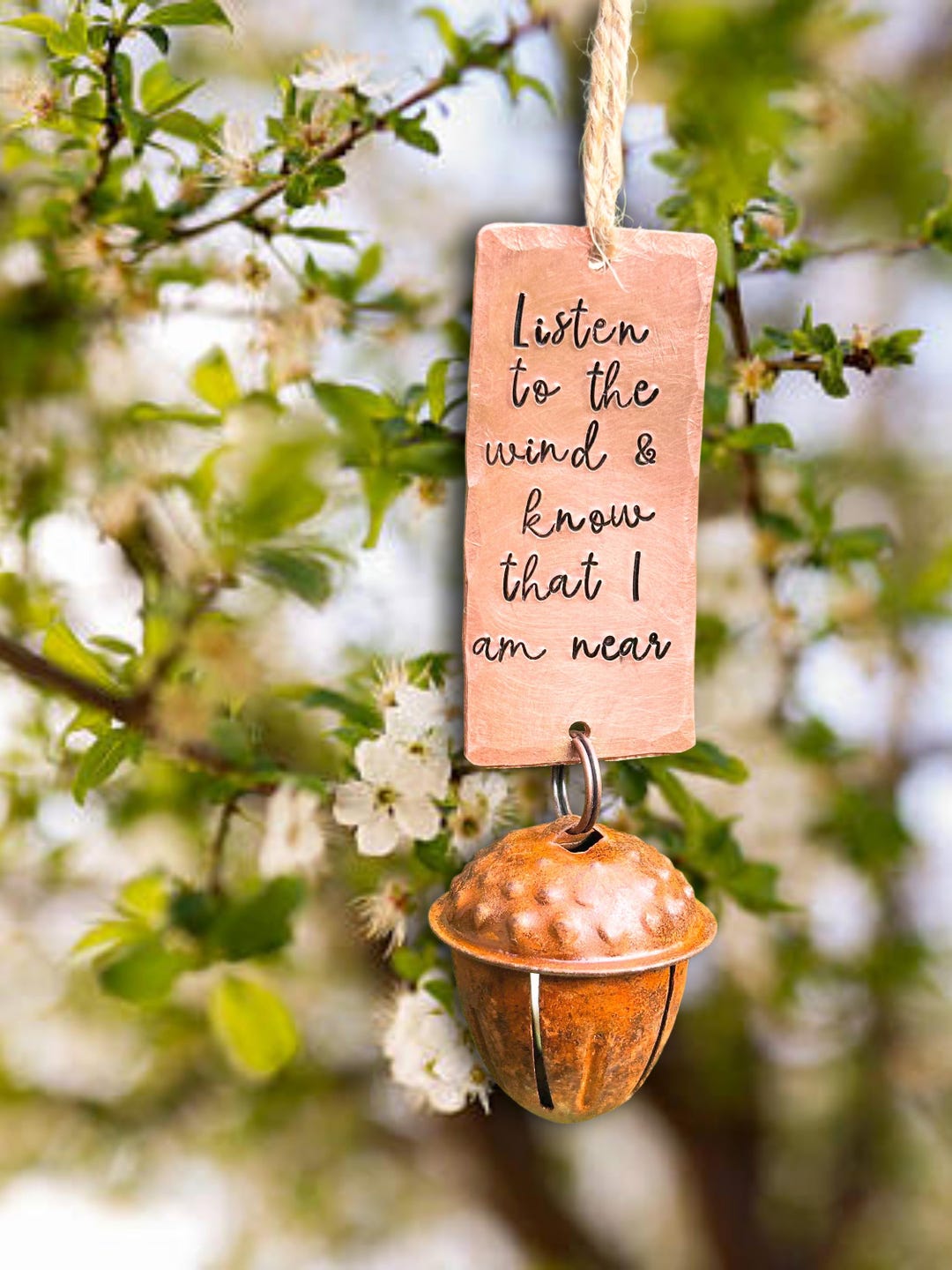Rustic Copper Tree Memorial Charm: Acorn Bell Wind Chime - Etsy UK