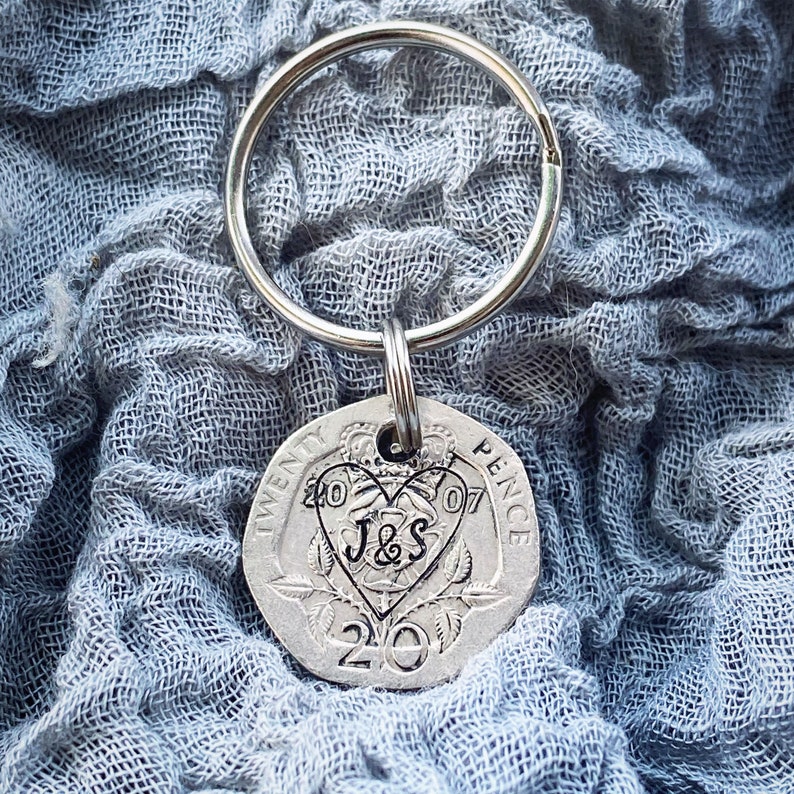 20th Wedding Anniversary Hand Stamped British Coin. Keepsake. - Etsy