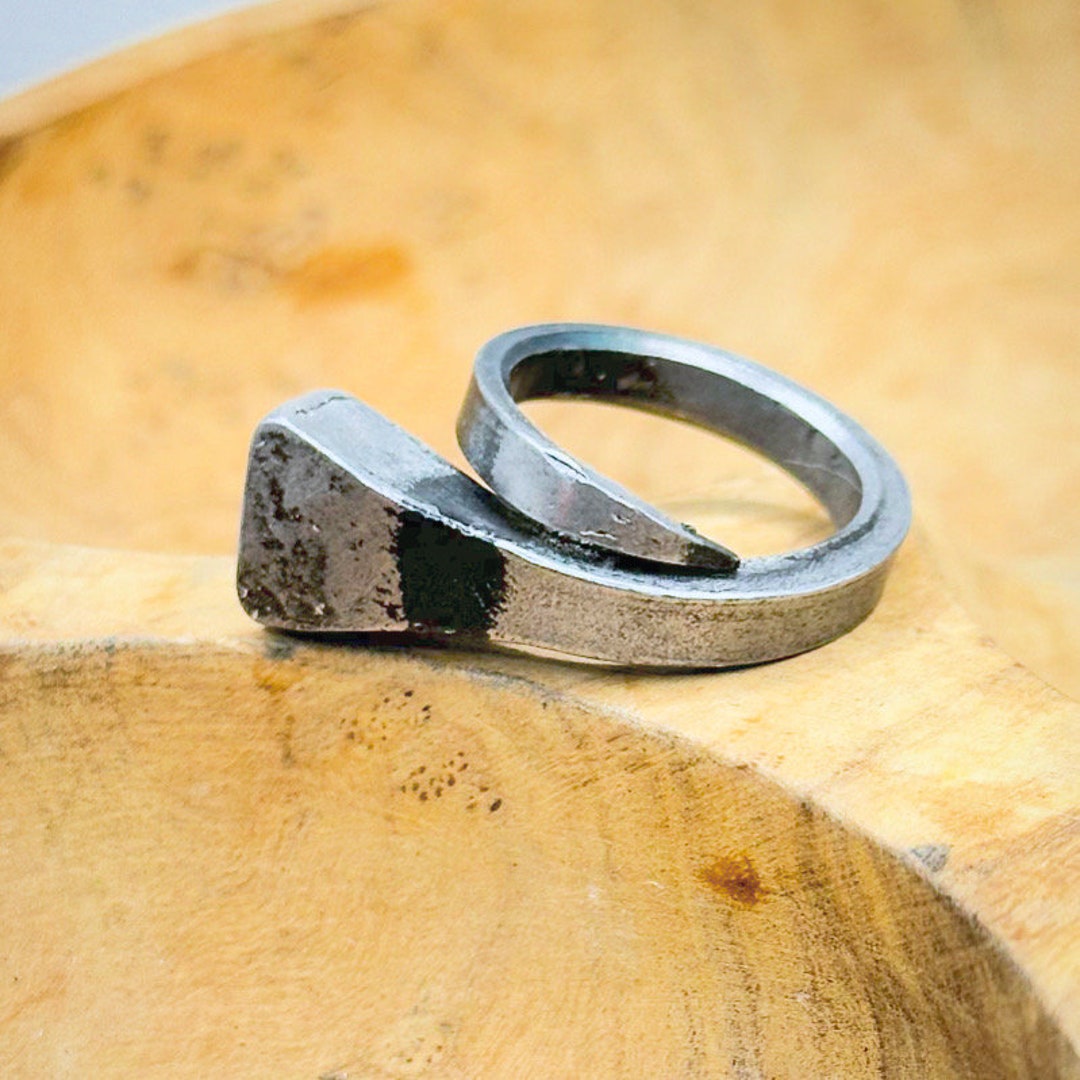 Handmade Horseshoe Nail Prairie Diamond Ring. Unisex Equestrian ...