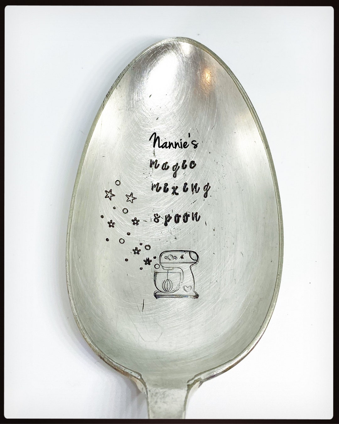 PERSONALISED Magic Mixing Spoon. Hand Stamped Large Spoon. Stamped ...