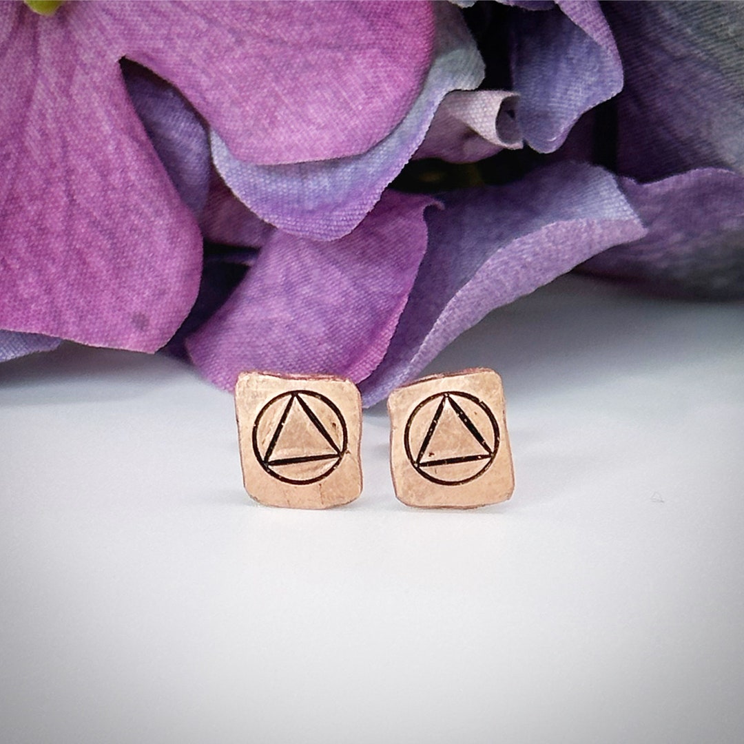 Unique Copper Sobriety Sober Symbol Recovery AA Earrings Gift. Birthday ...