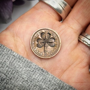 Lucky Vintage Half Penny Shamrock Clover Coin Good Luck Charm Pocket ...
