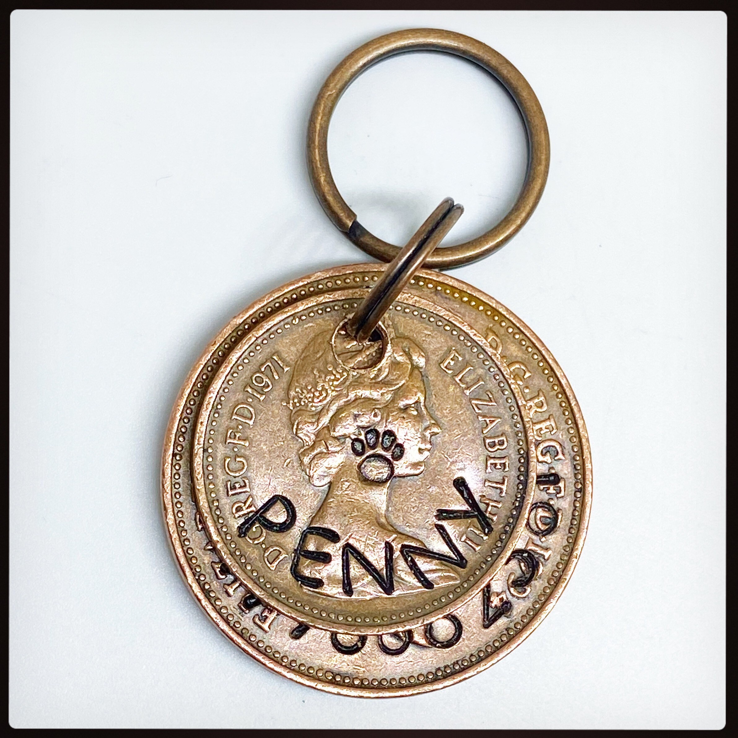 LUCKY PENNIES pet ID tag. Personalised dog cat name tag. Hand | Etsy