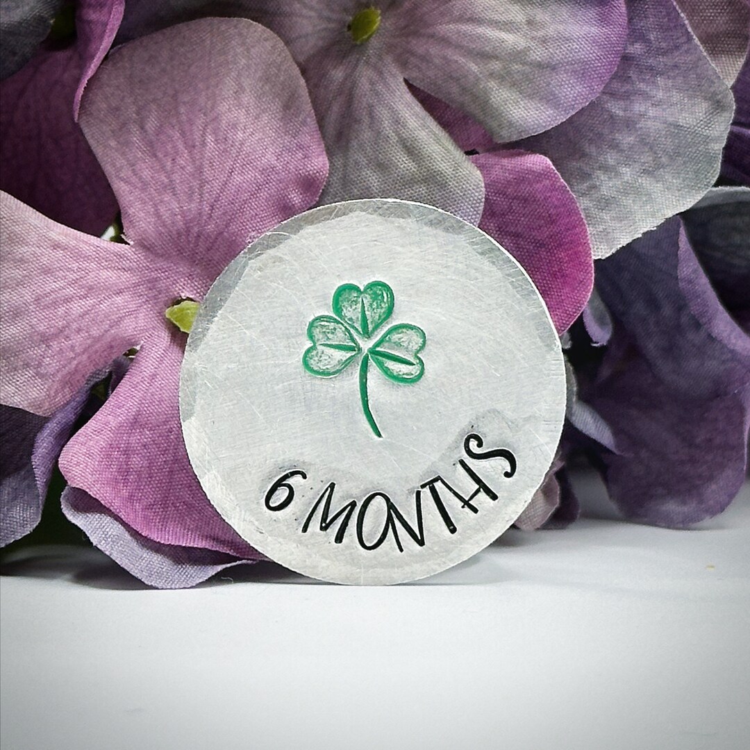 Lucky Clover Shamrock Personalised Days Sober Sobriety Recovery Token ...