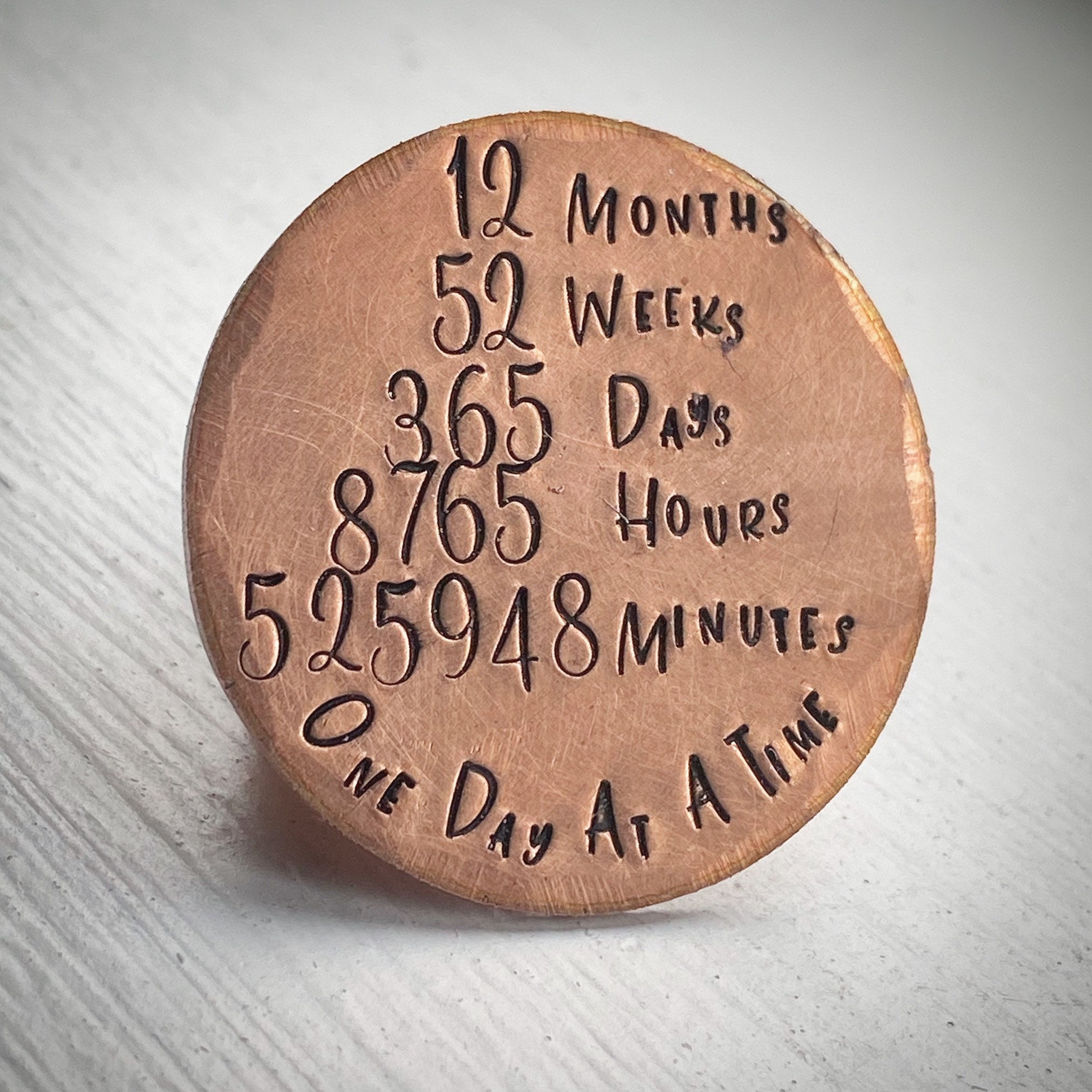1 Year, 365 Days Sobriety Recovery Token, Chip Gift. One Day at A Time ...