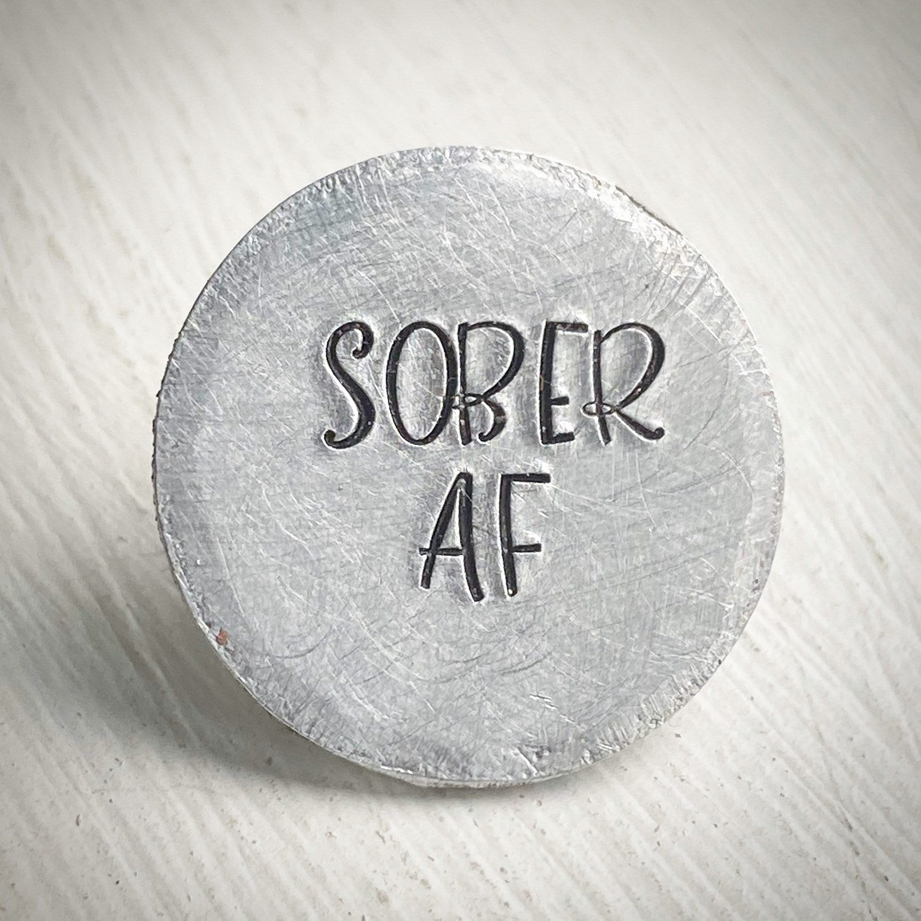SOBER AF Pin Badge. Sobriety Gift. Hand Stamped Sober AF - Etsy UK