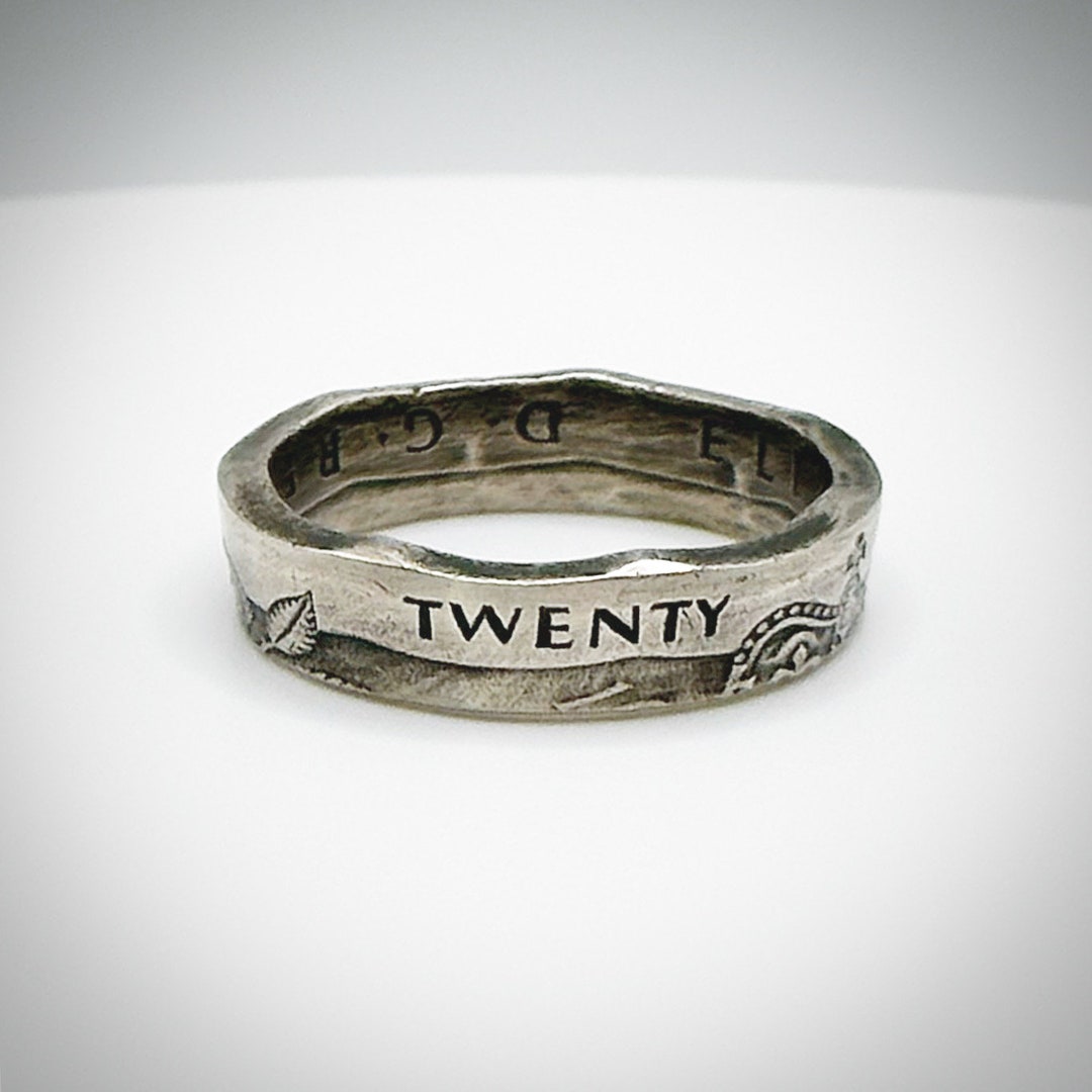 Unique 20p Coin Ring. Unusual 20th Wedding Anniversary 20 Years ...