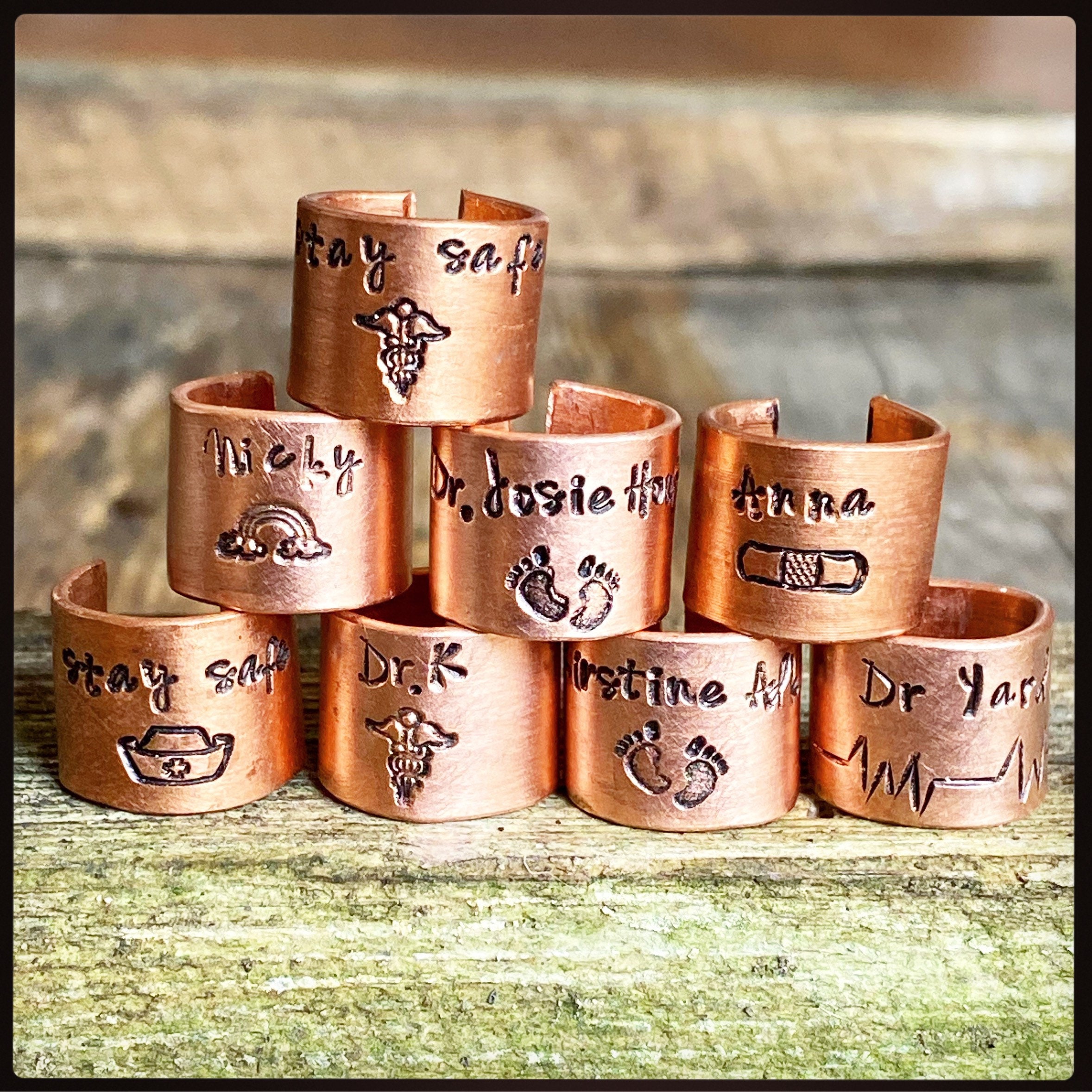 Stethoscope charm. Personalised ICU NHS ID Tag Ring Name | Etsy