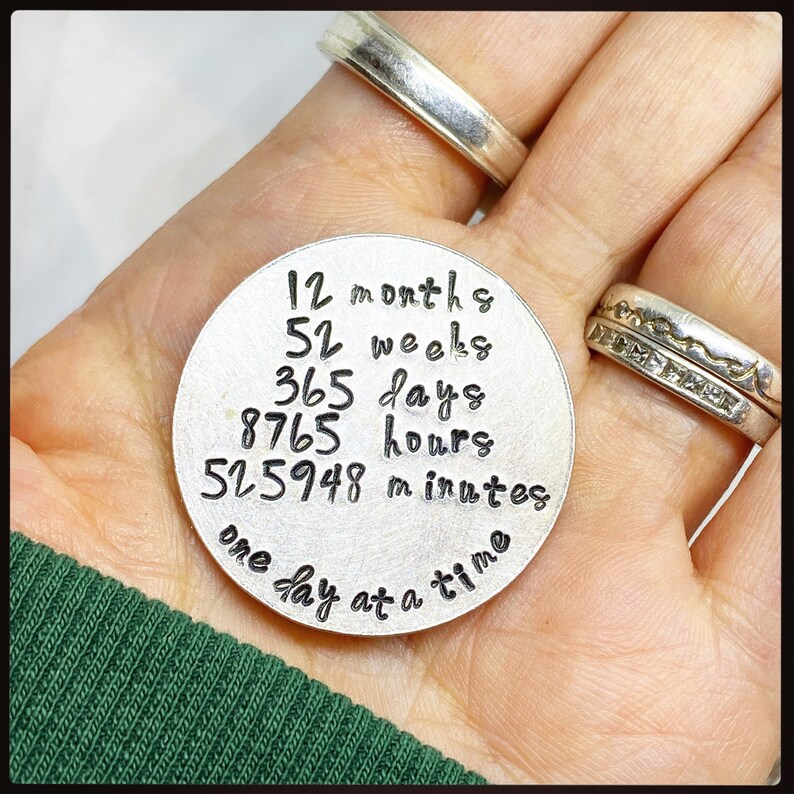 1 year 365 days Sobriety Recovery token chip gift. One Day | Etsy