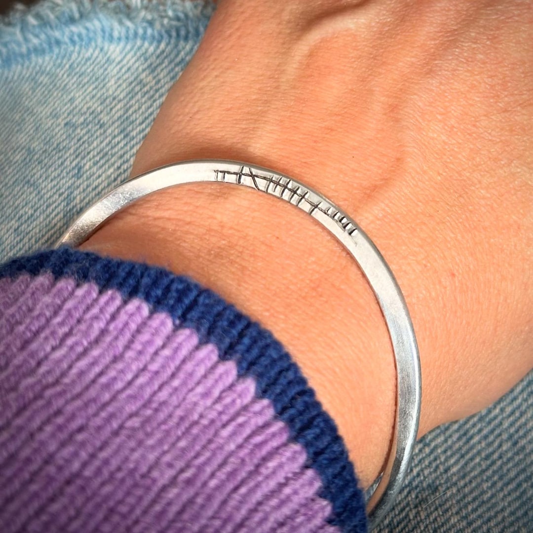 Personalised Ogham Name Word Hand Stamped Bracelet Cuff Bangle. Hand ...