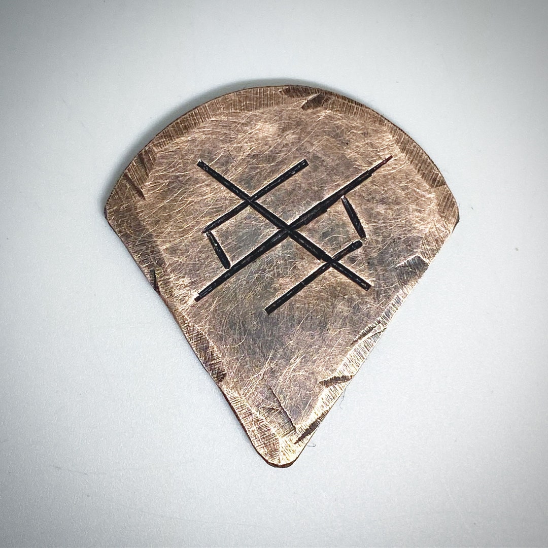 ETERNAL LOVE Bind-rune Viking Hand Stamped Plectrum Guitar Pick. Copper ...
