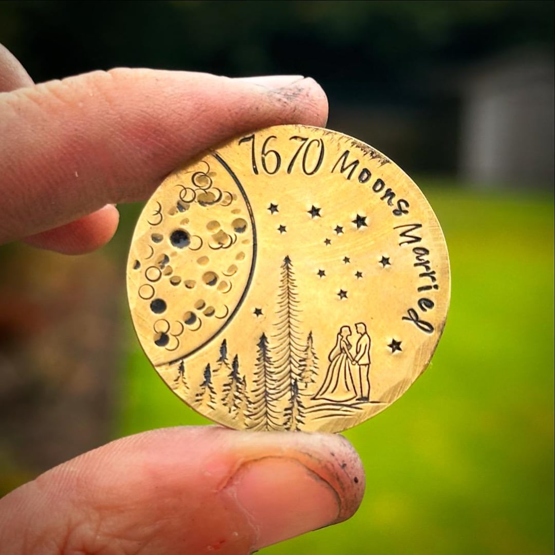 Personalised 21st Brass Wedding Anniversary Gift Reclaimed Hand Stamped ...