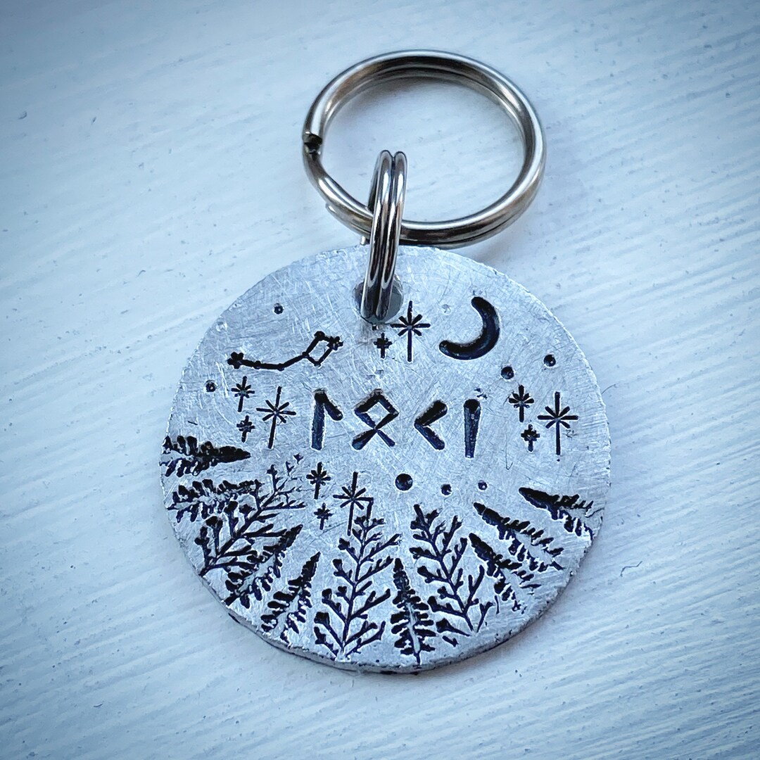 Viking Runes Pet ID Tag. Custom Dog, Cat Pet Tag. Hand Stamped. Double ...