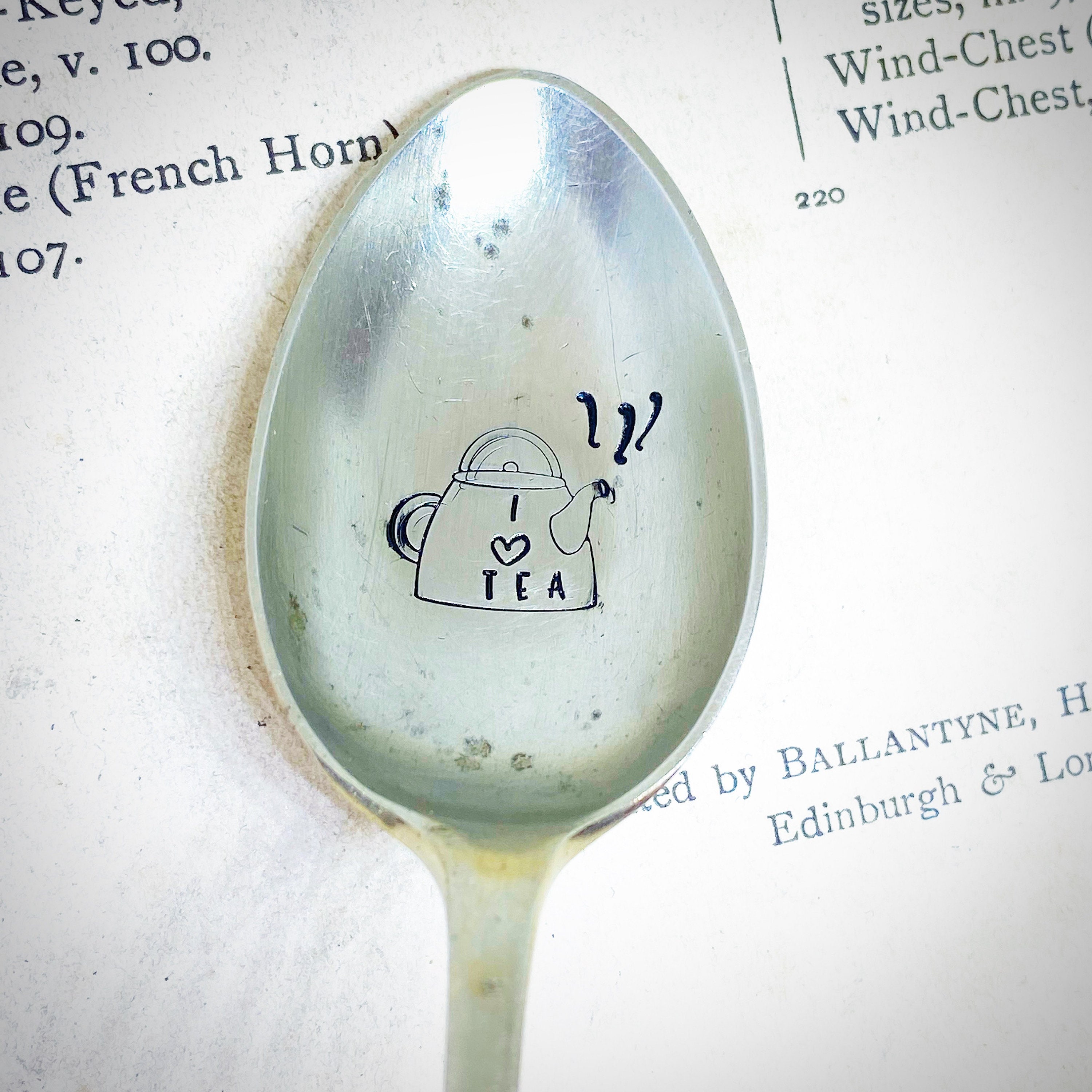 I LOVE TEA. Teapot Unique Hand Stamped Vintage Antique Spoon - Etsy UK