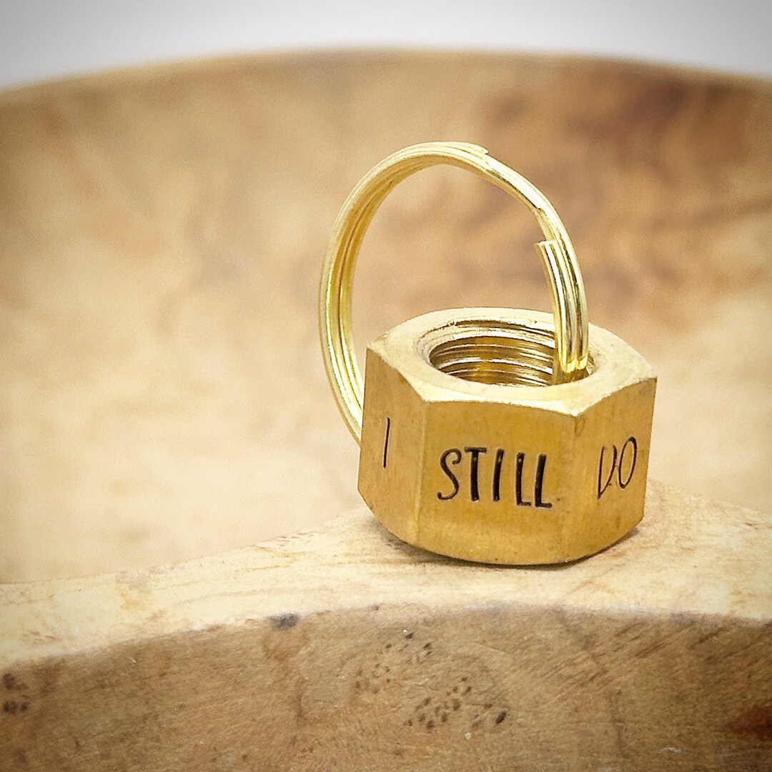 I Still Do. Hex Nut 21 Year Tally Hash Mark Brass Keychain Hand Stamped ...
