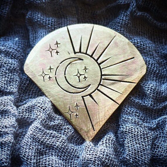 PERSONALISED Sun and Moon Hand Stamped Brass Plectrum. Guitar - Etsy