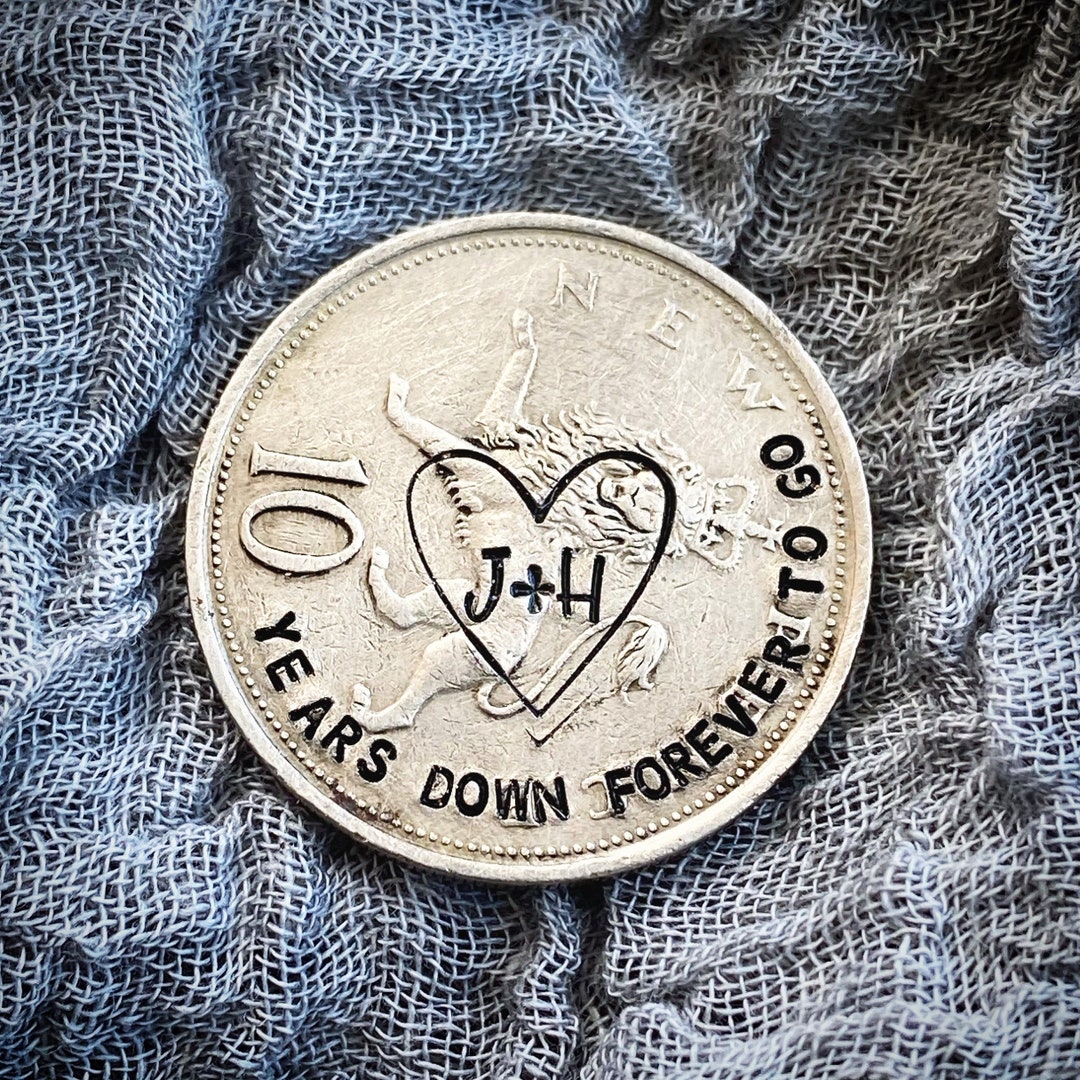 10 Years Down Forever to Go. 10th Wedding Anniversary Vintage Old 10p ...